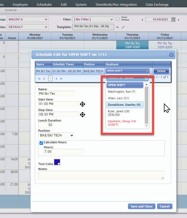 Open Shifts (TimeSimplicity)